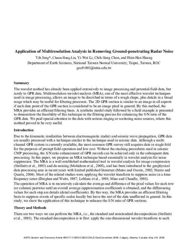 (PDF) Application of sub-image multiresolution analysis of Ground-penetrating radar data in a ...