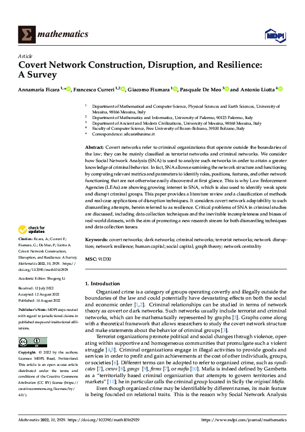 (PDF) Covert Network Construction, Disruption, and Resilience: A Survey
