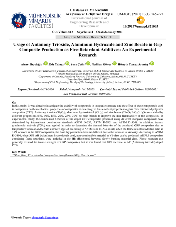 (PDF) Usage of antimony trioxide, aluminum hydroxide and zinc borate in ...