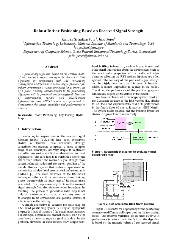 (PDF) Robust Indoor Positioning Based on Received Signal Strength