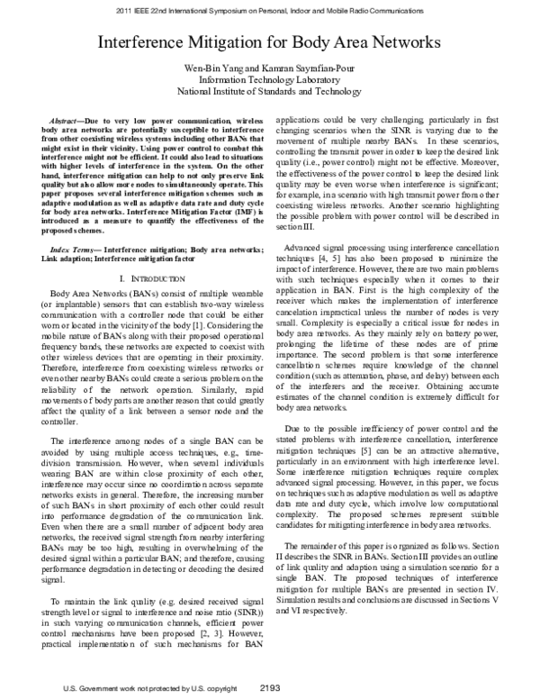 (PDF) Interference mitigation for body area networks