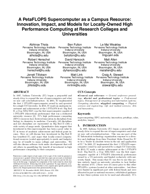 (PDF) A PetaFLOPS Supercomputer as a Campus Resource