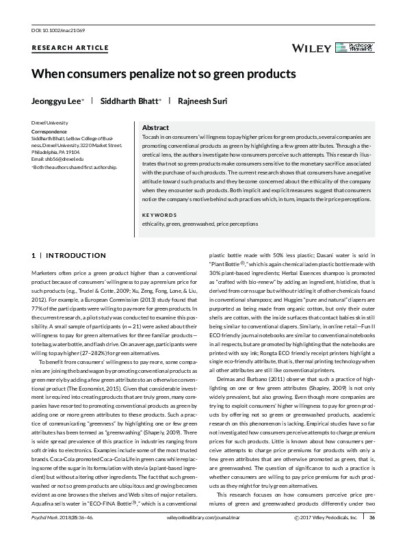 (PDF) When consumers penalize not so green products