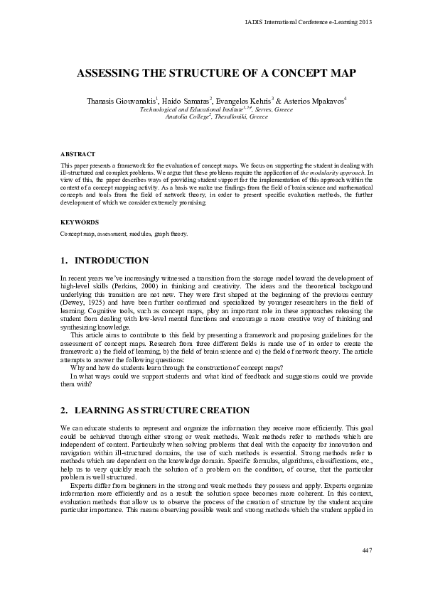 (PDF) Assessing the Structure of a Concept Map