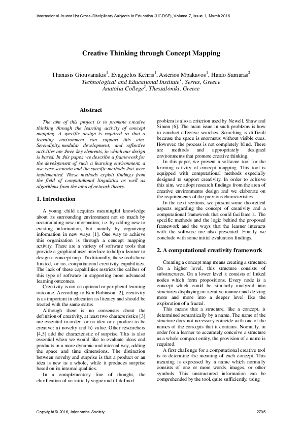 (PDF) Creative Thinking through Concept Mapping
