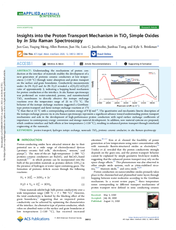 (PDF) Insights into the Proton Transport Mechanism in TiO2 Simple ...