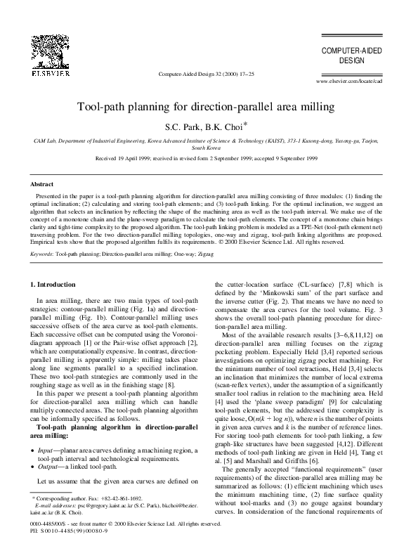 (PDF) Tool-path planning for direction-parallel area milling