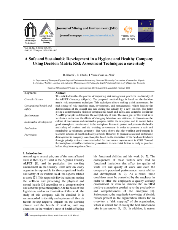 (PDF) A Safe and Sustainable Development in a Hygiene and Healthy ...