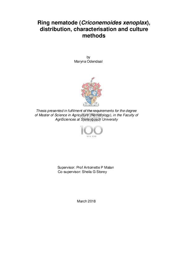(PDF) Ring nematode (Criconemoides xenoplax), distribution ...