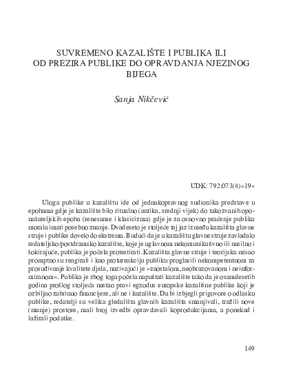 (PDF) Suvremeno kazalište i publika ili od prezira publike do ...