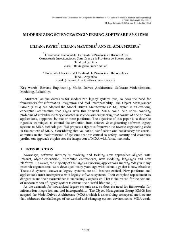 (PDF) Modernizing Science & Engineering Software Systems