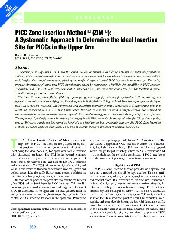 (PDF) PICC Zone Insertion Method™ (ZIM™): A Systematic Approach to ...