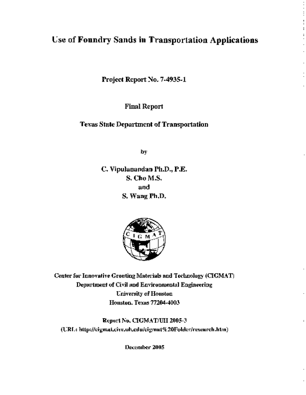 (PDF) Use of Foundry Sands in Transportation Applications