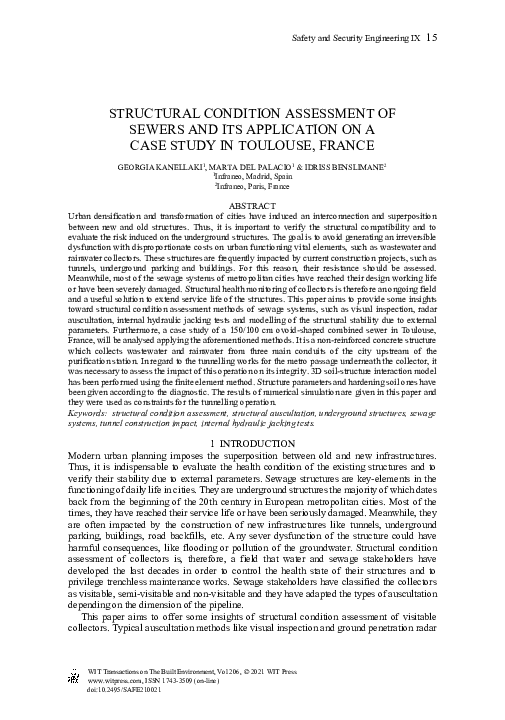 (PDF) Structural Condition Assessment of Sewers and Its Application on a Case Study in Toulouse ...