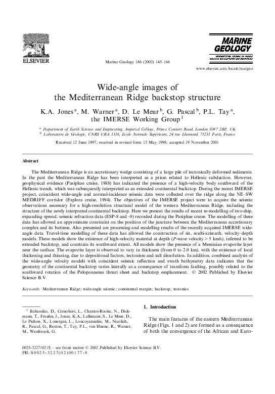 (PDF) Wide-angle images of the Mediterranean Ridge backstop structure