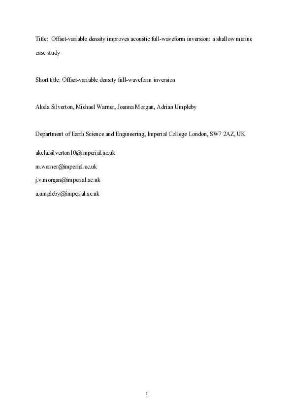 (PDF) Offset-variable density improves acoustic full-waveform inversion ...