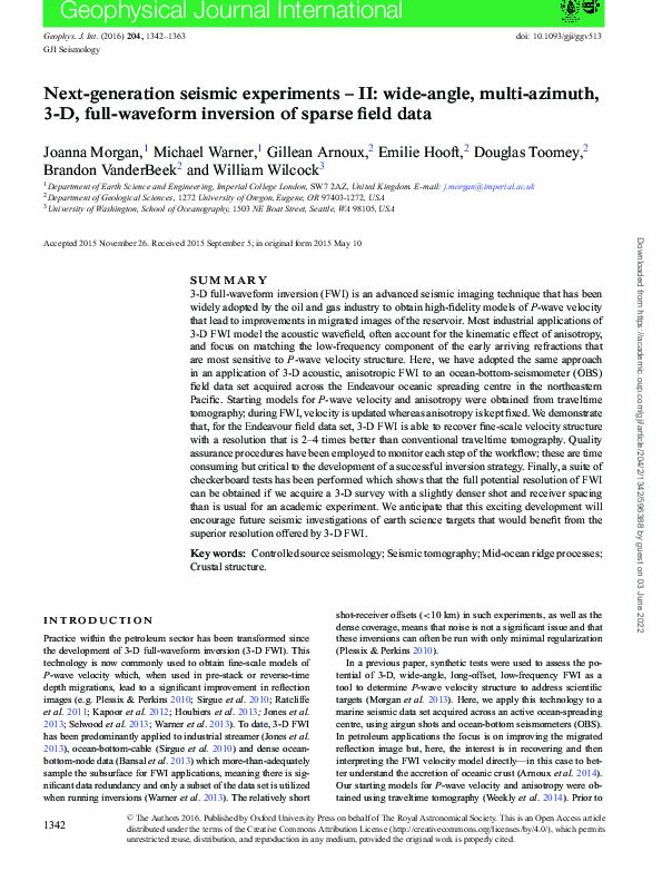 (PDF) Next-generation seismic experiments – II: wide-angle, multi ...