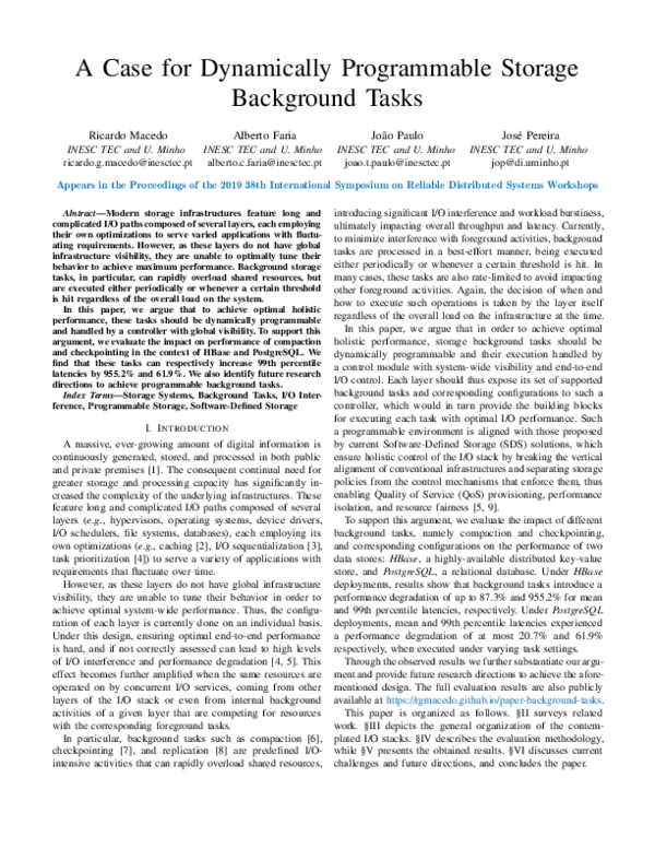 (PDF) A Case for Dynamically Programmable Storage Background Tasks