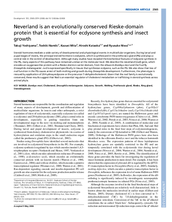 (PDF) Neverland is an evolutionally conserved Rieske-domain protein ...