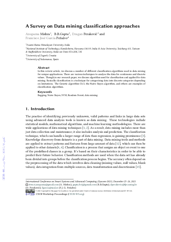 (PDF) A Survey on Data mining classification approaches