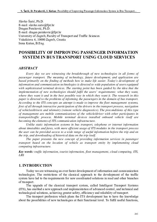 (PDF) Possibility of Improving Passenger Information System in Bus ...