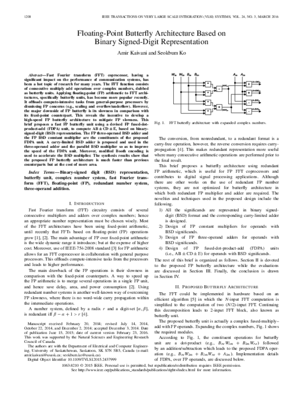 Pdf Floating Point Butterfly Architecture Based On Binary Signed