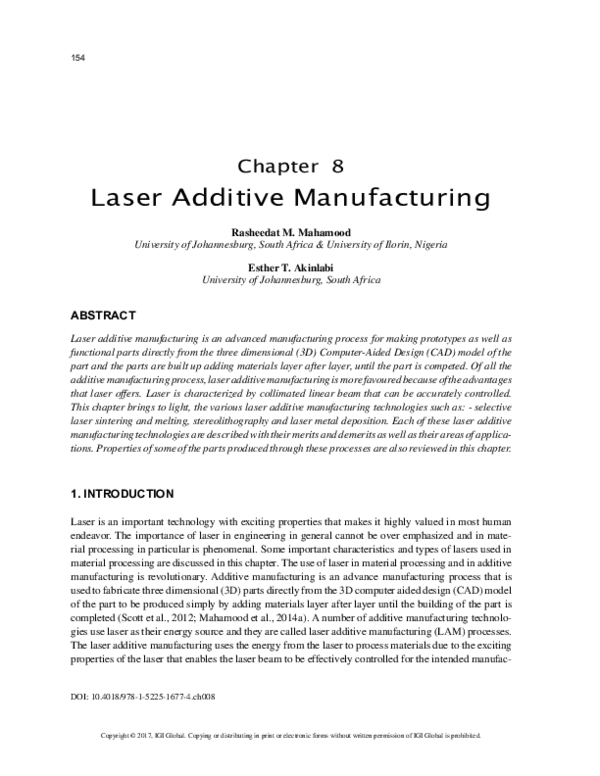 (PDF) Laser Additive Manufacturing