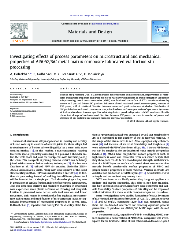 (PDF) Investigating effects of process parameters on microstructural and mechanical properties ...