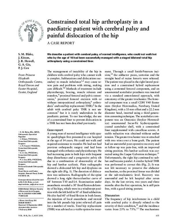 (PDF) Constrained total hip arthroplasty in a paediatric patient with ...