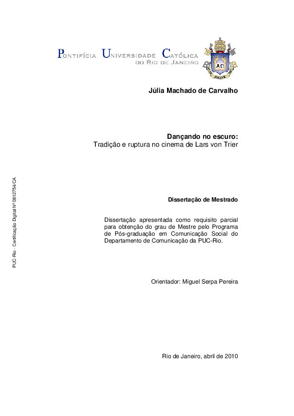 (PDF) Dançando no Escuro: Tradição e Ruptura no Cinema de Lars von Trier