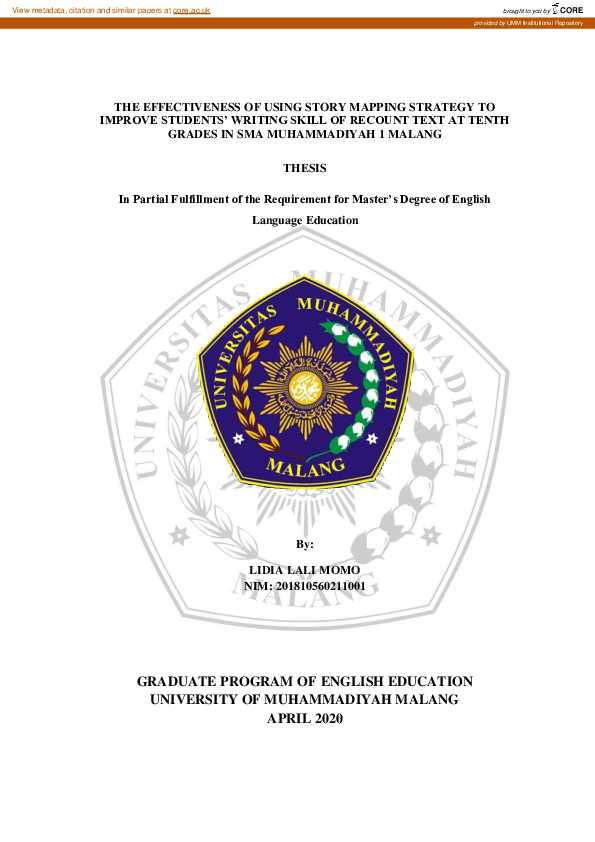 (PDF) The Effectiveness of Using Story Mapping Strategy to Improve Students’ Writing Skill of ...