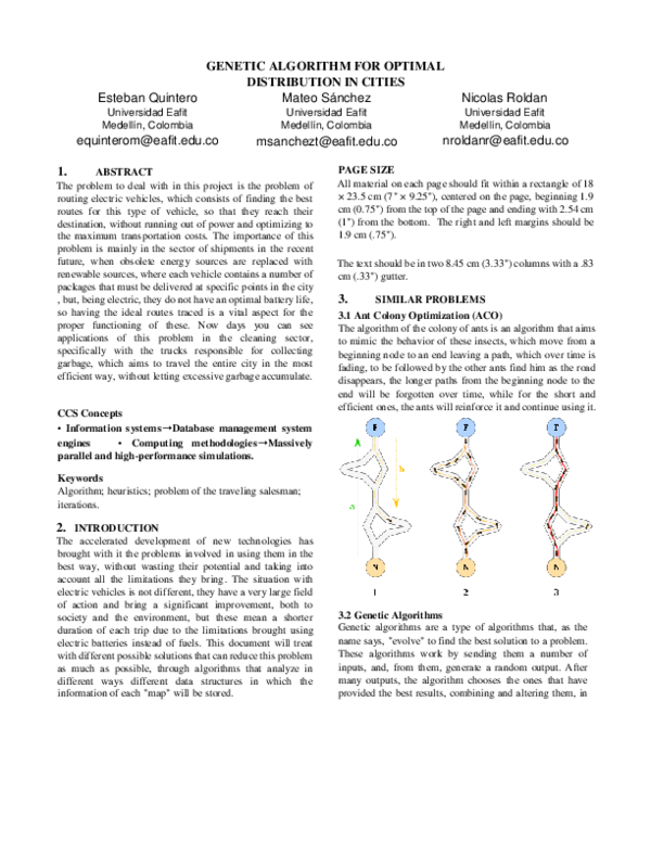 (PDF) Genetic algorithm for optimal distribution in cities