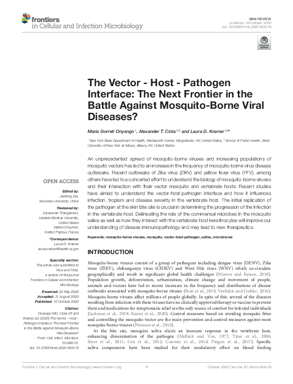 Pdf The Vector Host Pathogen Interface The Next Frontier In The Battle Against Mosquito