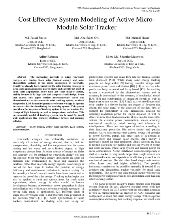 (PDF) Cost Effective System Modeling of Active Micro- Module Solar Tracker