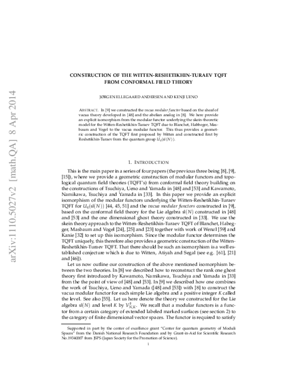 (PDF) Geometric Construction of Reshetikhin-Turaev TQFT