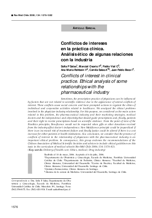 (PDF) Conflicto de intereses en la práctica clínica: Análisis ético de ...