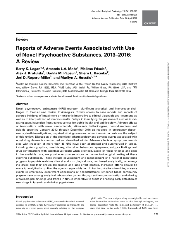 (PDF) Reports of Adverse Events Associated with Use of Novel ...