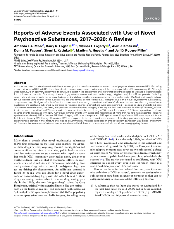 (PDF) Reports of Adverse Events Associated with Use of Novel ...