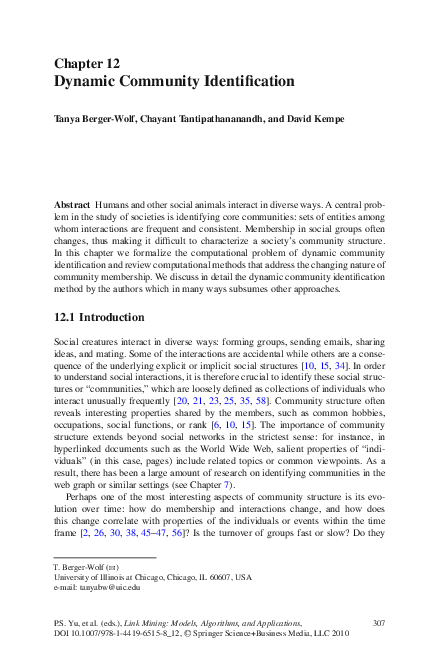 (PDF) Dynamic Community Identification