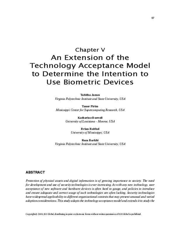 (PDF) An Extension of the Technology Acceptance Model to Determine the ...