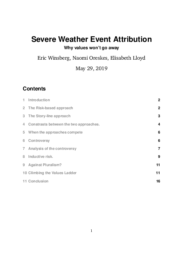 (PDF) Severe weather event attribution: Why values won't go away