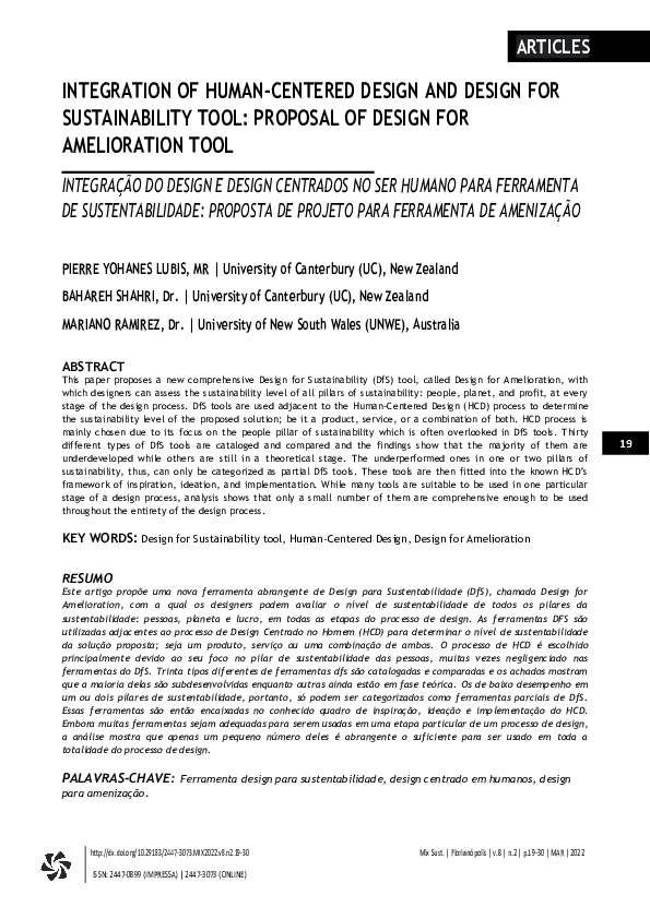 Pdf Integration Of Human Centered Design And Design For Sustainability Tool Proposal Of