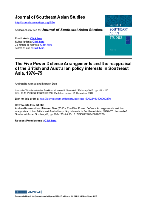 (PDF) The Five Power Defence Arrangements and the reappraisal of the ...