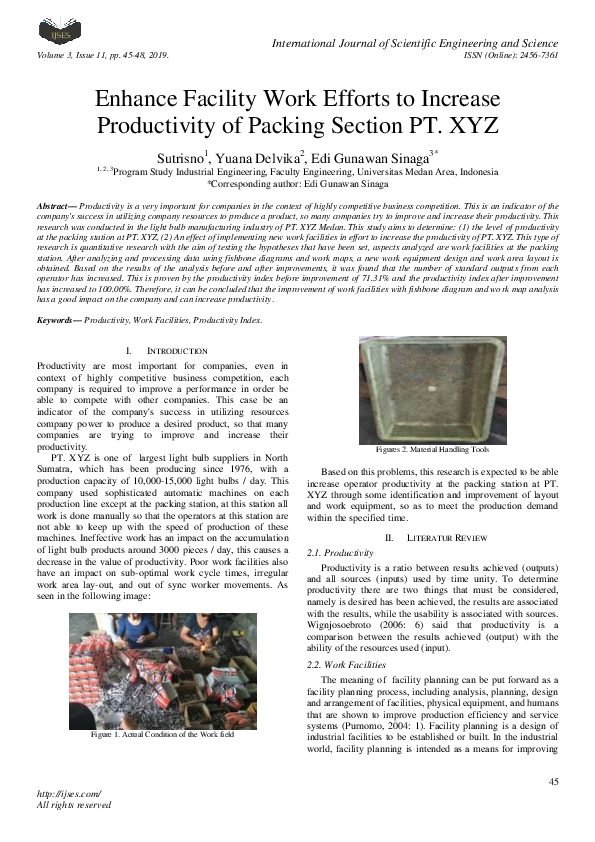 (PDF) Enhance Facility Work Efforts to Increase Productivity of Packing ...