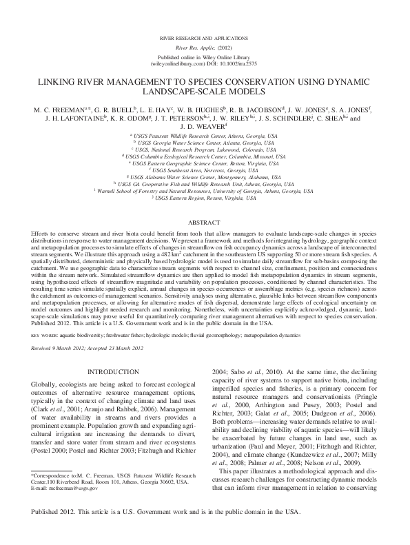 (PDF) Linking River Management to Species Conservation Using Dynamic ...