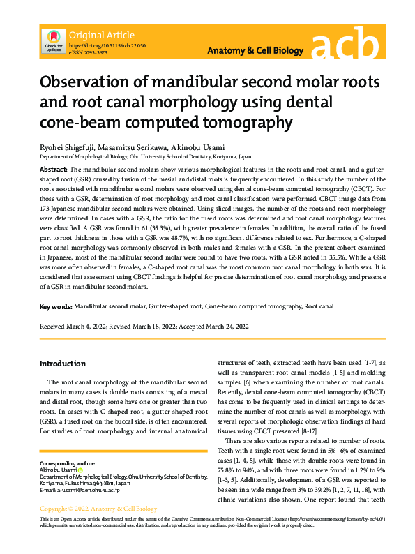 (PDF) Observation of mandibular second molar roots and root canal ...
