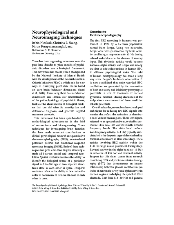 (PDF) Neurophysiological and Neuroimaging Techniques