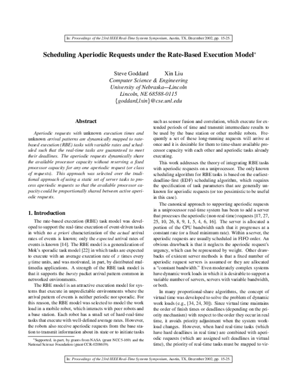 (PDF) Scheduling aperiodic requests under the rate-based execution model