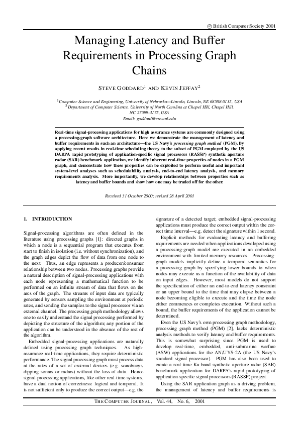 (PDF) Managing Latency and Buffer Requirements in Processing Graph Chains | S. Goddard ...