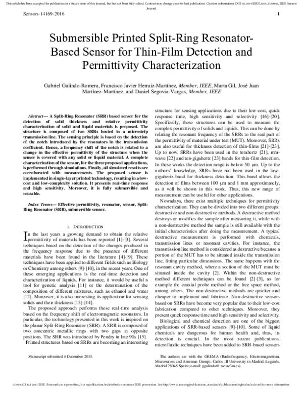(PDF) Submersible Printed Split-Ring Resonator-Based Sensor for Thin-Film Detection and ...